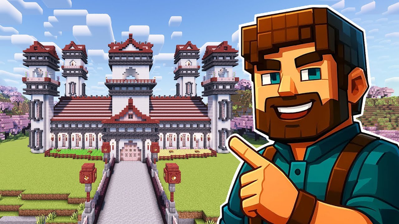 Minecraft: How To Build A Huge Cherry Castle - Tutorial - YouTube