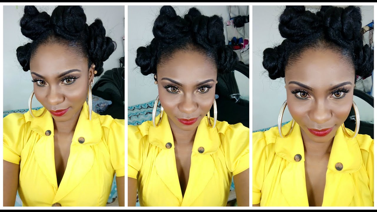 How TO: Jumbo Bantu Knot on Natural Hair (With Extension) - YouTube
