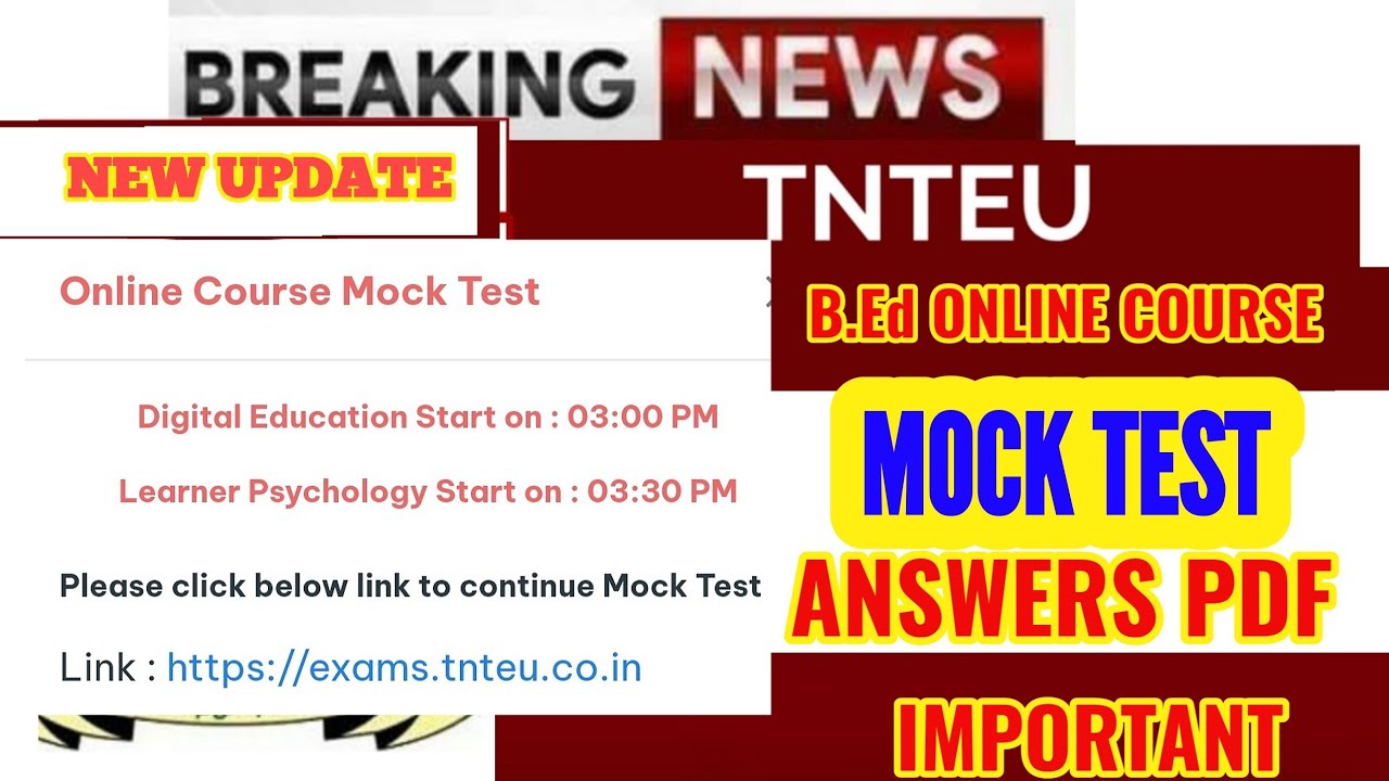 TNTEU B.Ed ONLINE COURSE: MOCK TEST ANSWERS PDF - YouTube