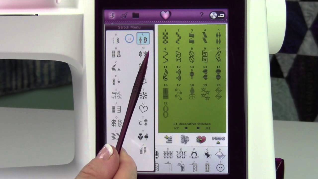 Husqvarna Viking Designer Ruby 9 Selecting Stitches - YouTube