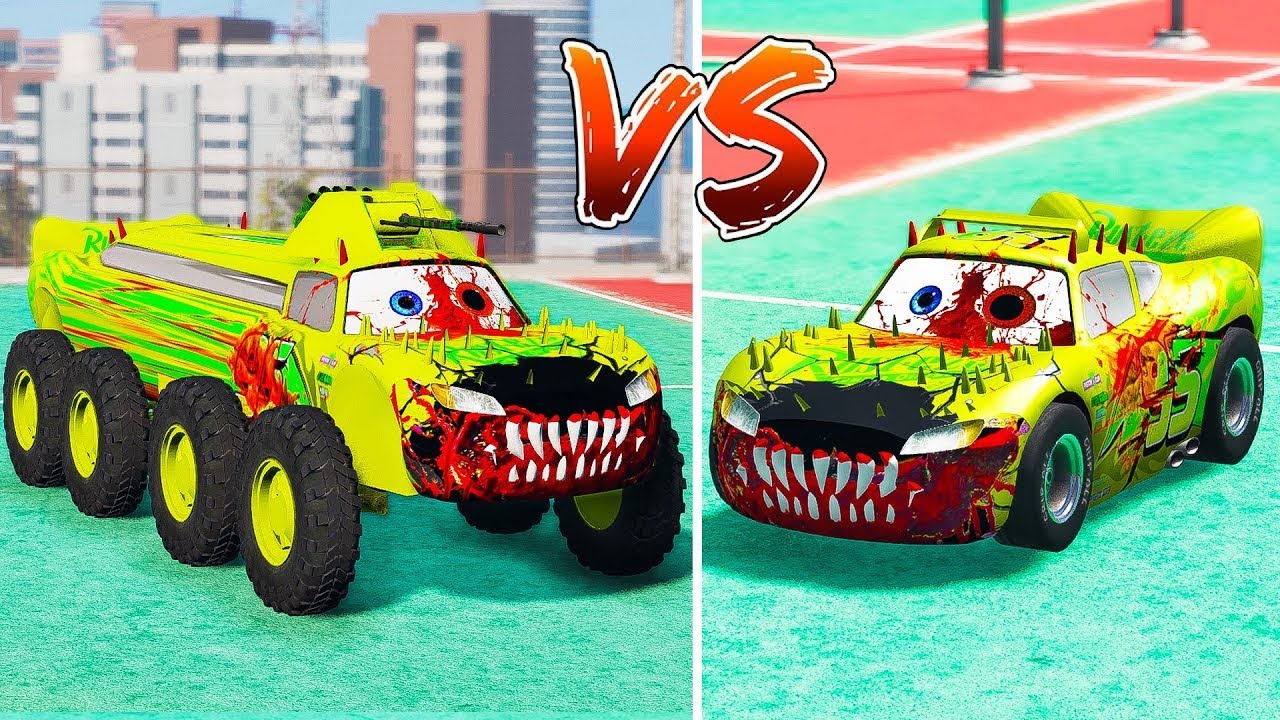 Zombie Lightning Mcqueen with BTR wheels VS Zombie Lightning Mcqueen ...