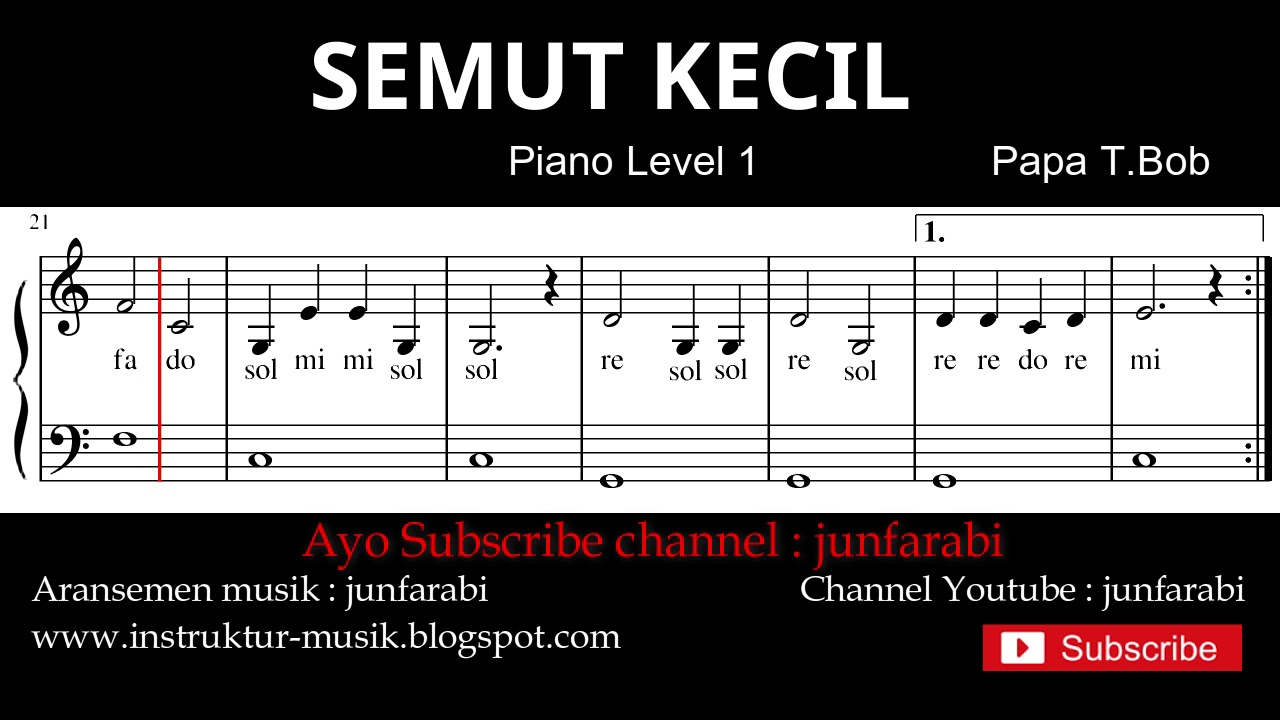 not balok semut kecil - tutorial piano grade 1 - notasi lagu semut ...