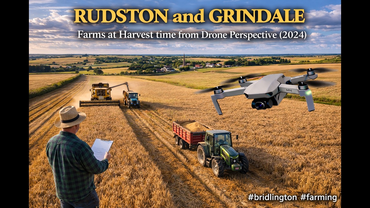 RUDSTON and GRINDALE Farms at Harvest time from Drone Perspective (2024 ...