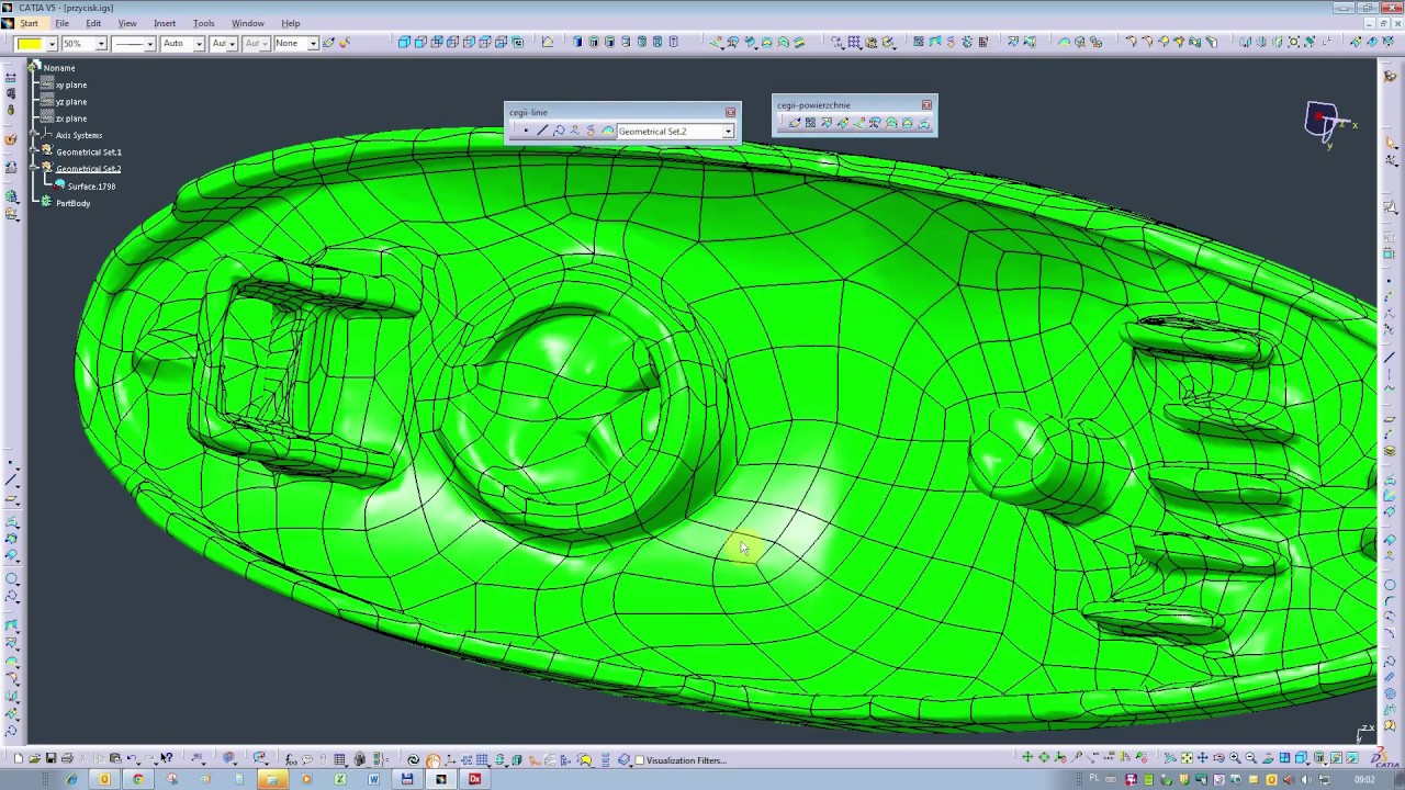 Geomagic Design X 64 / CATIA - Przycisk - stl. to igs. - auto surface ...