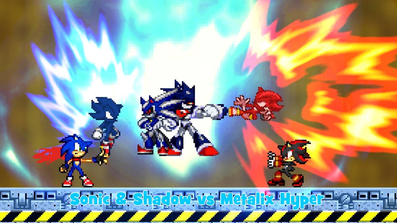 [sprite animaiton]sonic & shadow vs metallix type hyper - YouTube