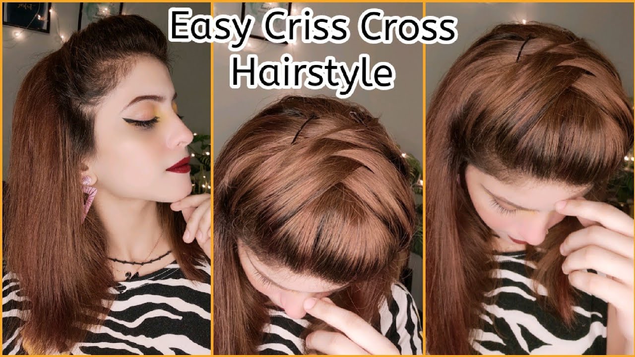 Criss Cross Hairstyle For girls | Easy and Quick in just 2 mints - YouTube