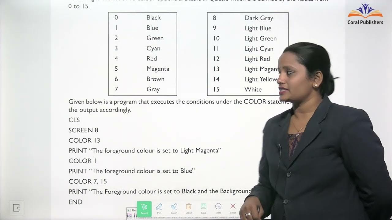 CORAL PUBLISHERS CONNECT WITH COMPUTER CLASS 7 CHAPTER 8 ADVANCE STATEMENTS IN QBASIC - YouTube