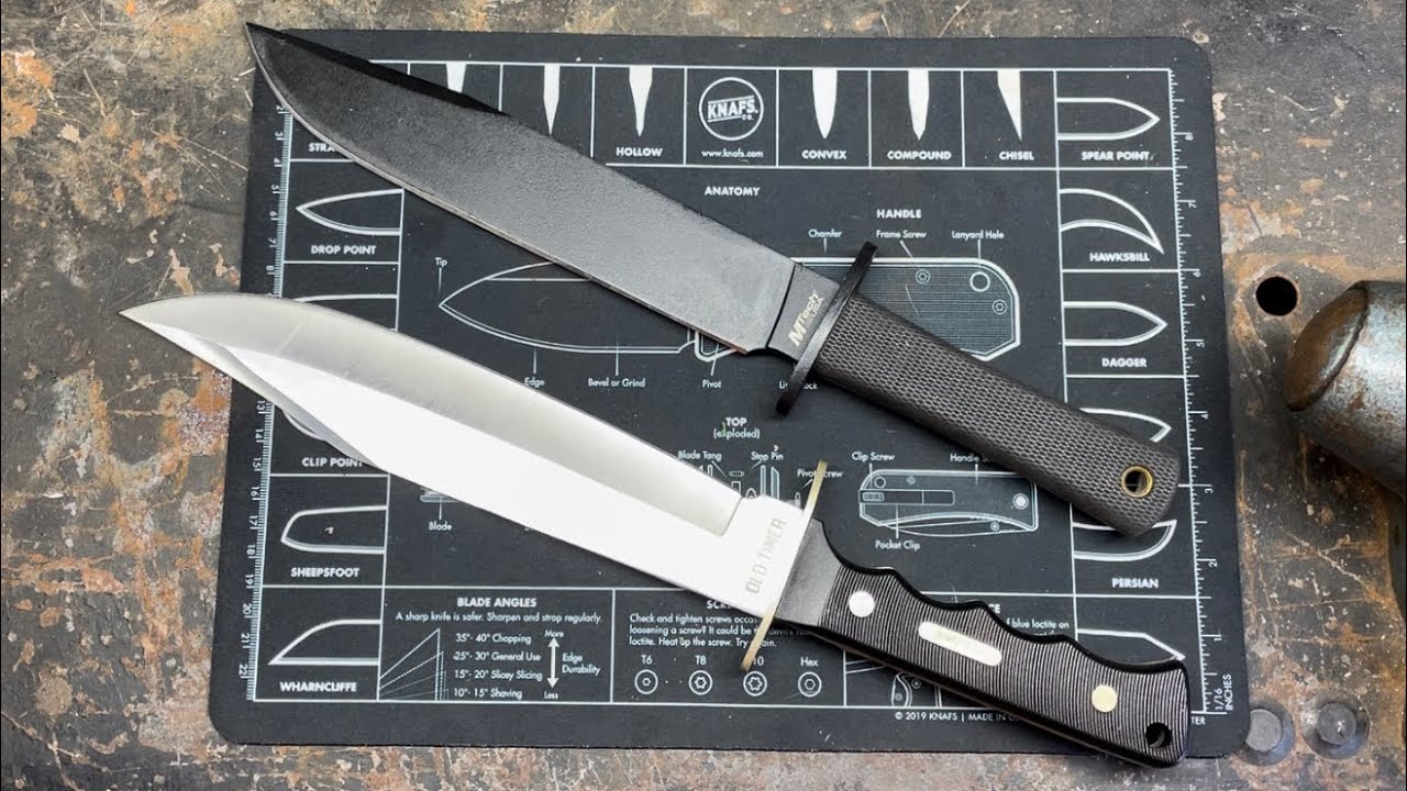 Budget Bowie knife copping comparison between the Mtech 151 and olt timer Bowie - YouTube