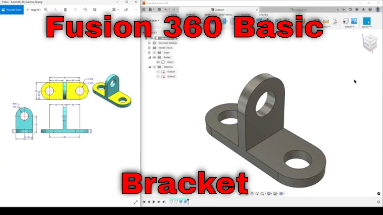 Fusion 360 Basic - Bracket with 2 workflows - YouTube