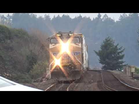 (Northbound) UP Manifest Train passes through the Steilacoom Ferry Terminal Railroad Crossing ...