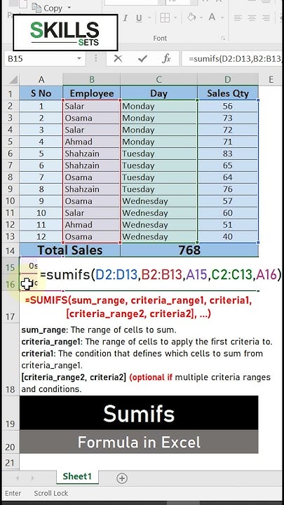 Excel - SUMIFS Formula #excel #exceltips #excelformula #sumifs #exceltricks #microsoftexcel ...