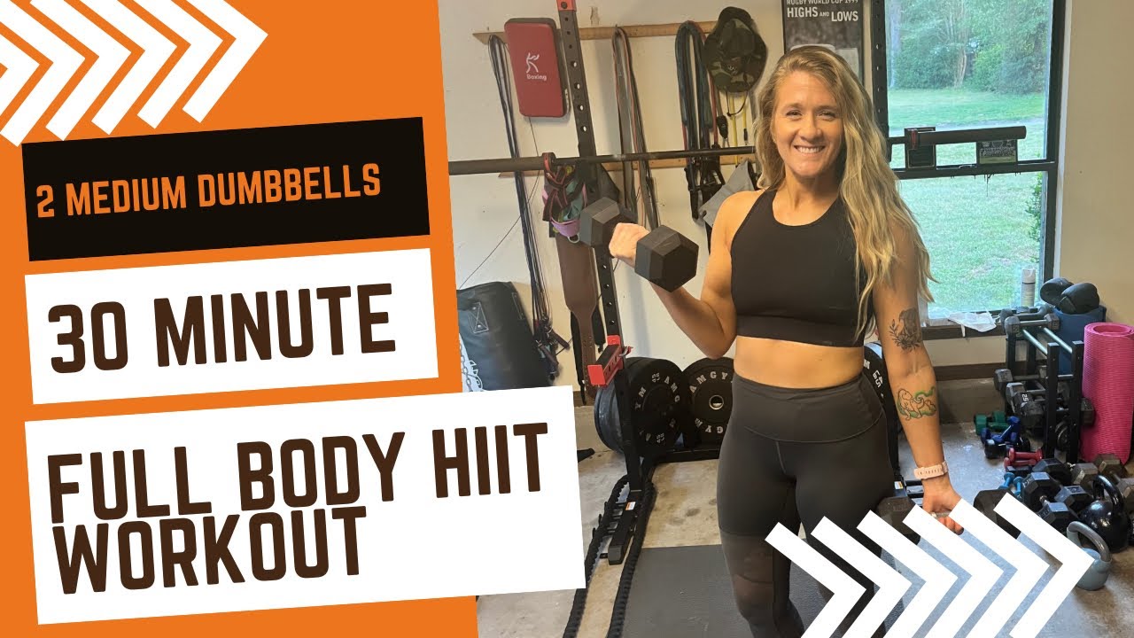 30 Minute Full Body Hiit Interval Strength Workout💪🏼| 2 Dumbbell Home ...