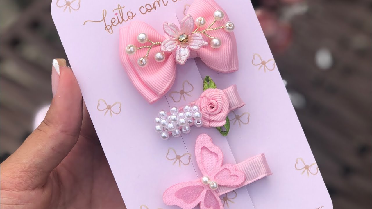 Trio de hair clips de luxo com aramado e flor de rococó. - YouTube