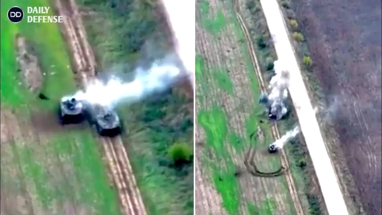 💥 Two Russian IFVs blown up by Ukrainian ATGM strikes - YouTube