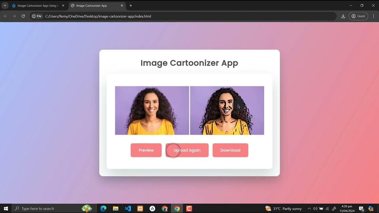Image Cartoonizer App Using Html Css And Javascript With Source Code Youtube