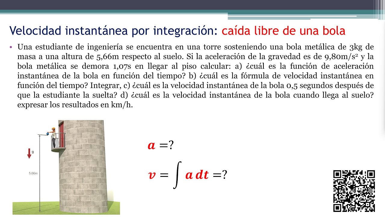 VELOCIDAD INSTANTANEA POR INTEGRACION EJERCICIOS RESUELTOS N°3: caída ...