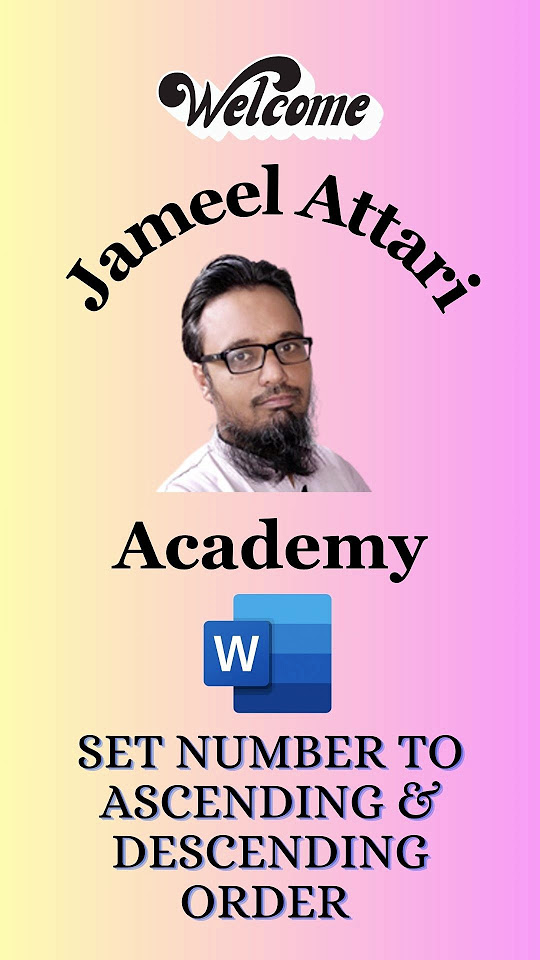 Set Number In Ascending And Descending Order In Word Jameelattari Jameelattariacademy