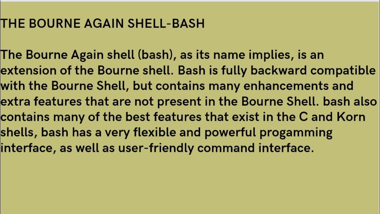 Shell Operating System The Bourne Shell C Shell Korn Shell Youtube