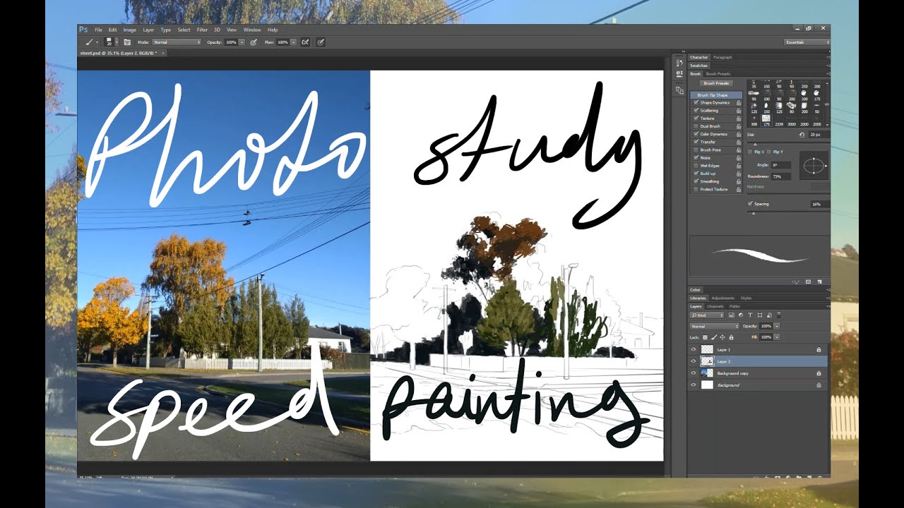 Painting a scene from my neighborhood - digital speed painting process ...