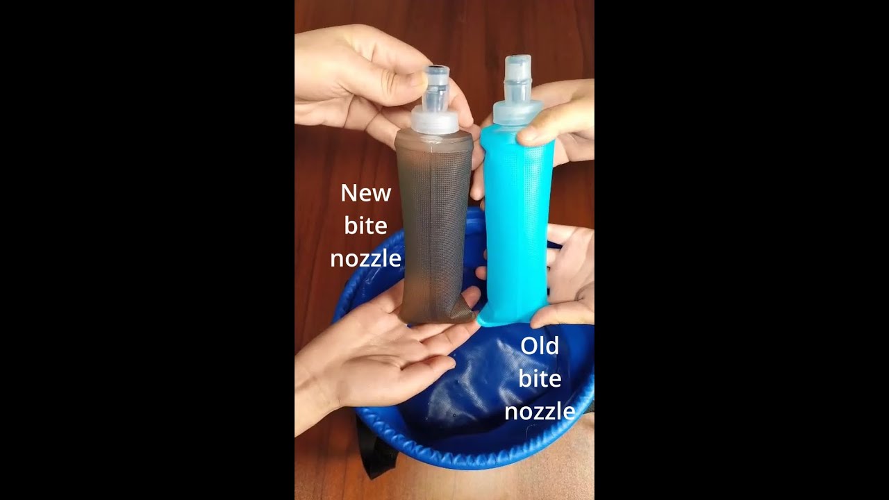 Comparison of our new and old bite nozzle of soft flask! - YouTube