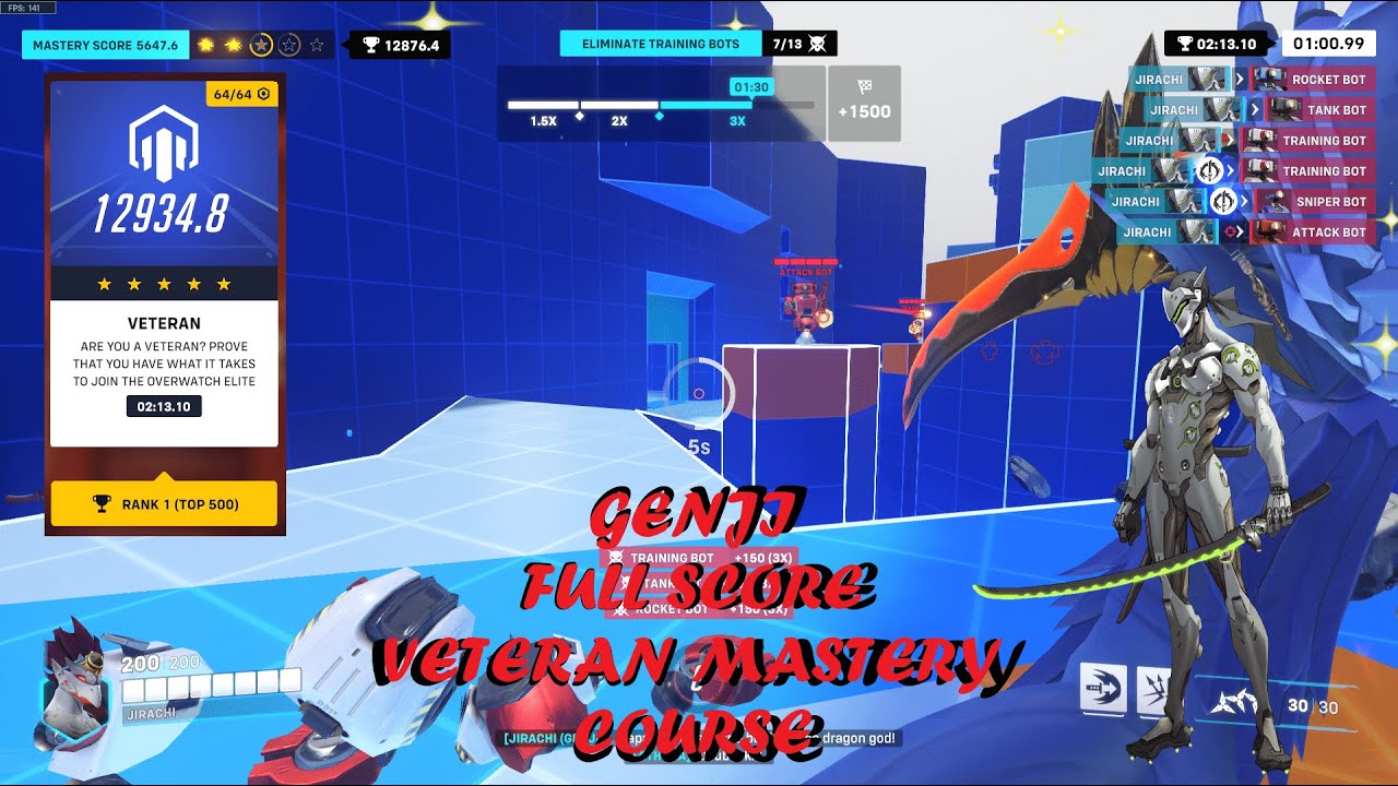 Overwatch Genji Veteran Mastery Course - Full Score - Rank 1 12,934.8 ...