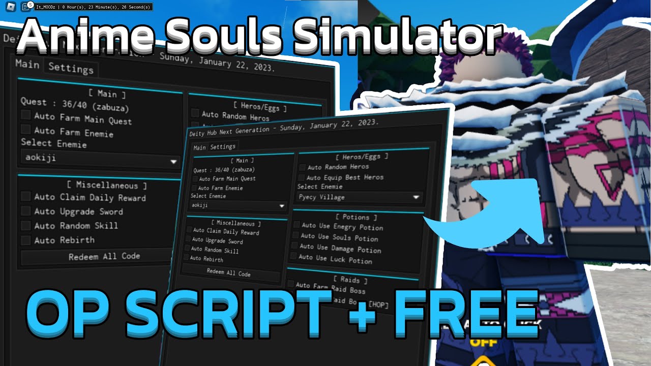 Anime Souls Simulator Script / Hack | Auto Rebirth + Auto Farm Quest ...