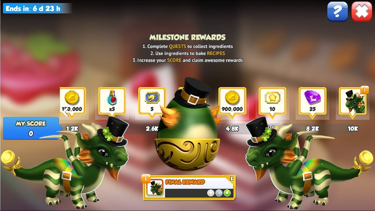 Begin Leprechaun Dragon Cake event-Dragon Mania Legends | Glitter ...