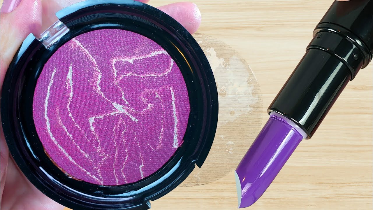 MAKEUP Slime Coloring | Mixing Lipsticks and Eyeshadow into Clear Slime ...