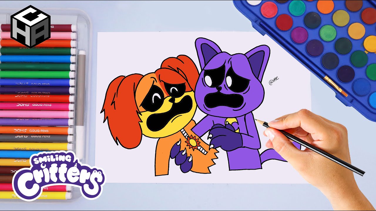 How to draw Smiling Critters Catnap Holding Dogday (Dog Day Death ...