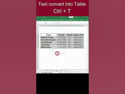 Excel Tricks and Tips| Ctrl + T command in MS Excel | How to convert Text into Table - YouTube