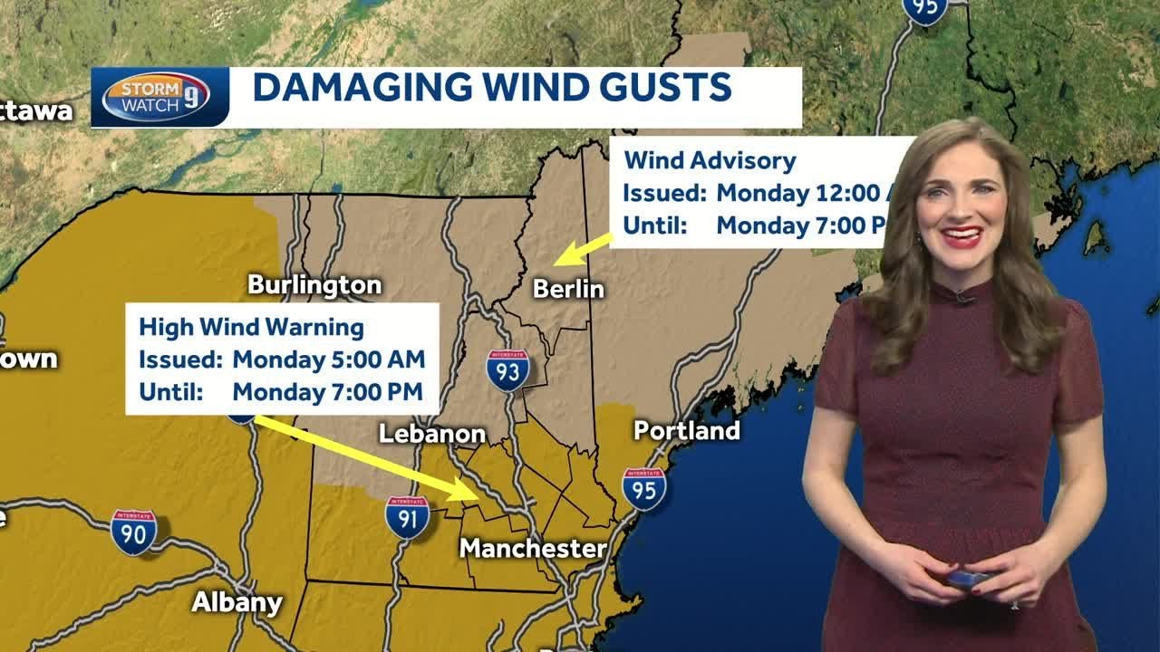 Watch: Wind gusts over 40 mph expected Monday; tree damage, power ...