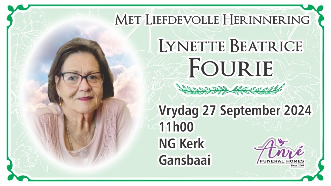 Gedenkdiens van Lynette Beatrice Fourie - YouTube