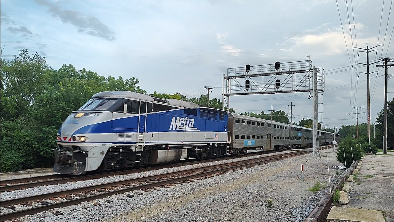 Metra F59PHI 73 west at Elgin, Illinois on July 10, 2024 - YouTube