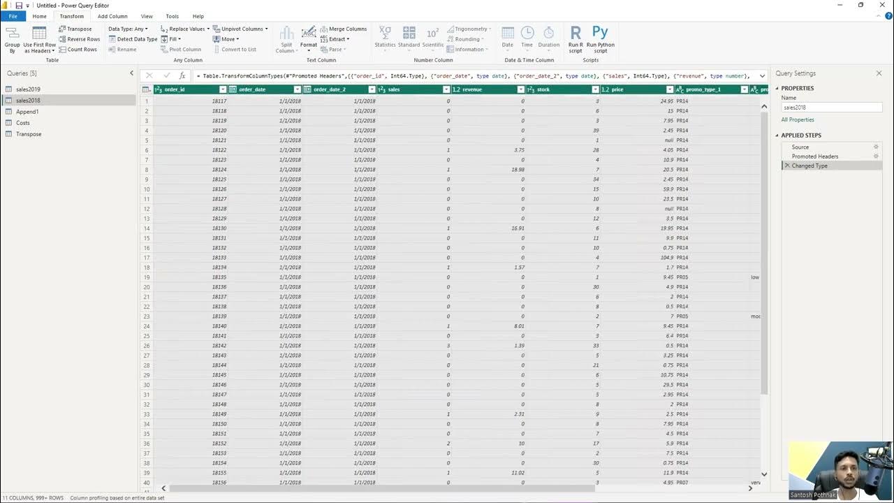 Power Query Editor : Detect Data Type & Rename Option - YouTube