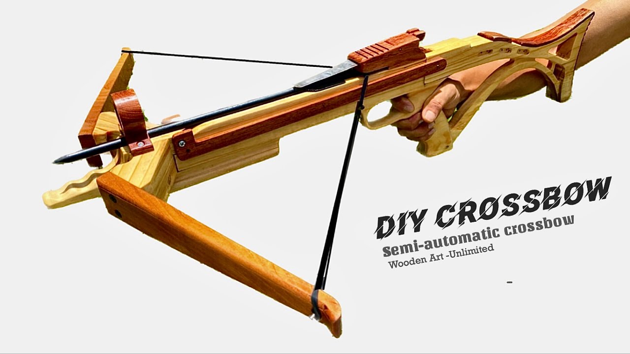 Wooden Art // DIY Wooden SlingShot - Crossbow . Woodworking - YouTube