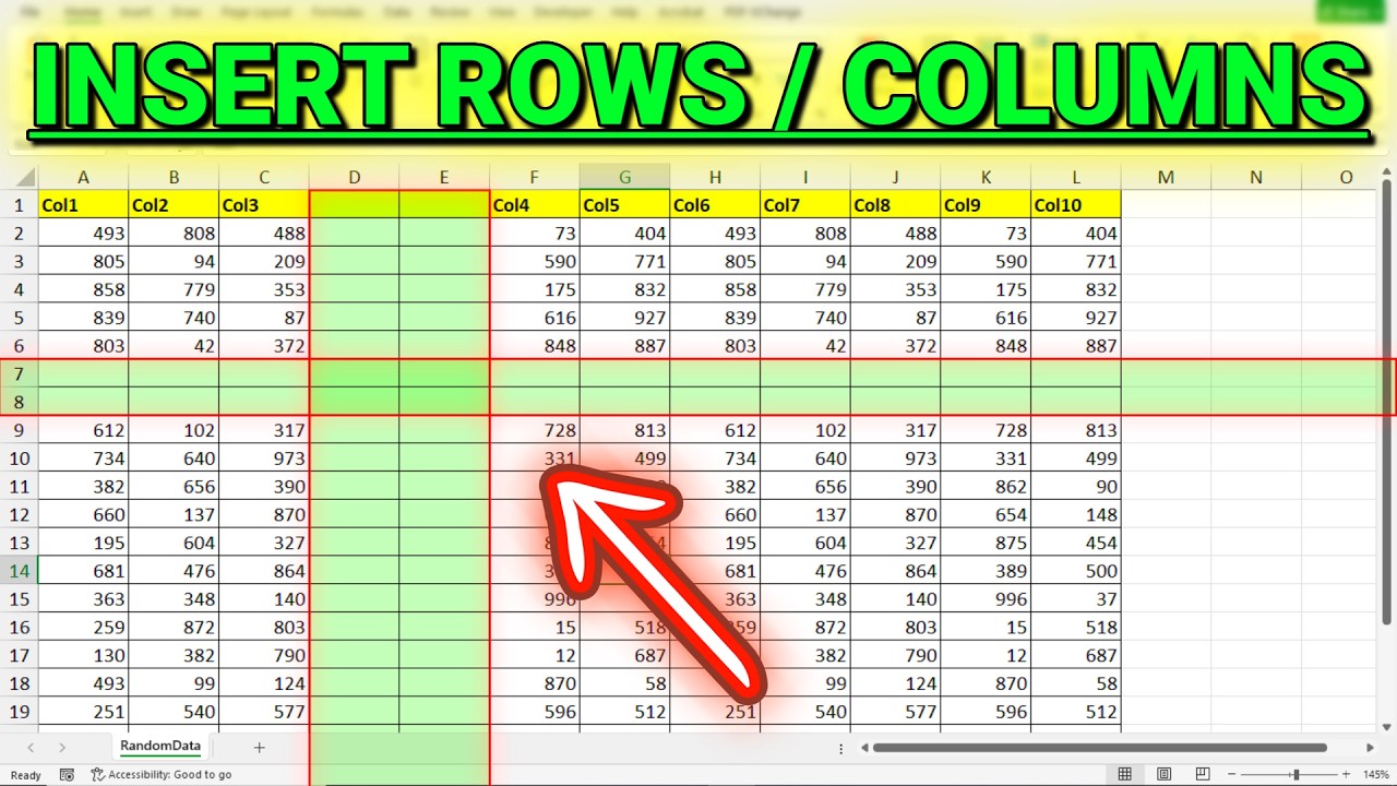 Shortcut Keys to Insert Rows & Columns in Excel - YouTube