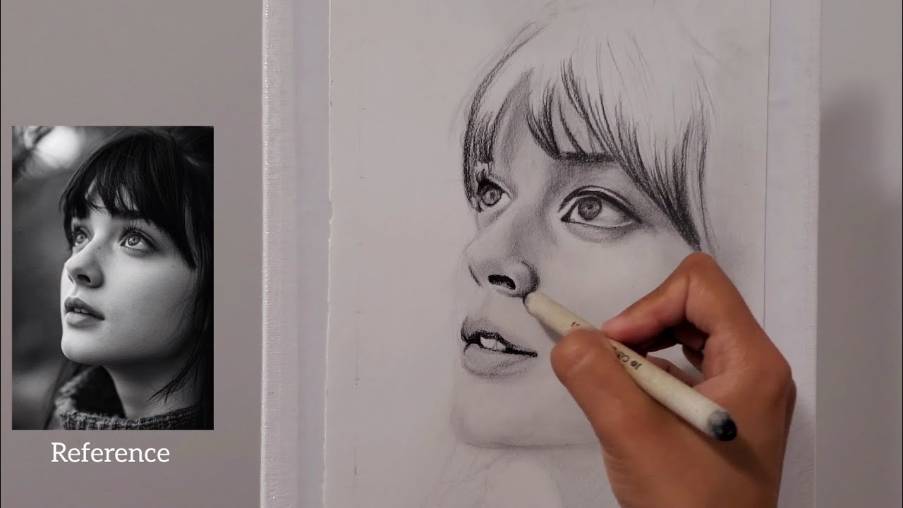 Realistic Pencil Drawing | Female Portrait step by step tutorial - YouTube