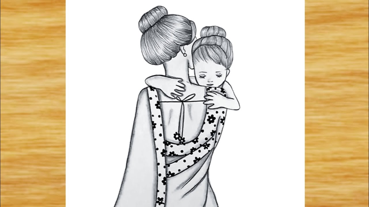 Mothers Day Drawing ||Mother with baby Drawing || Happy Mothers Day ...
