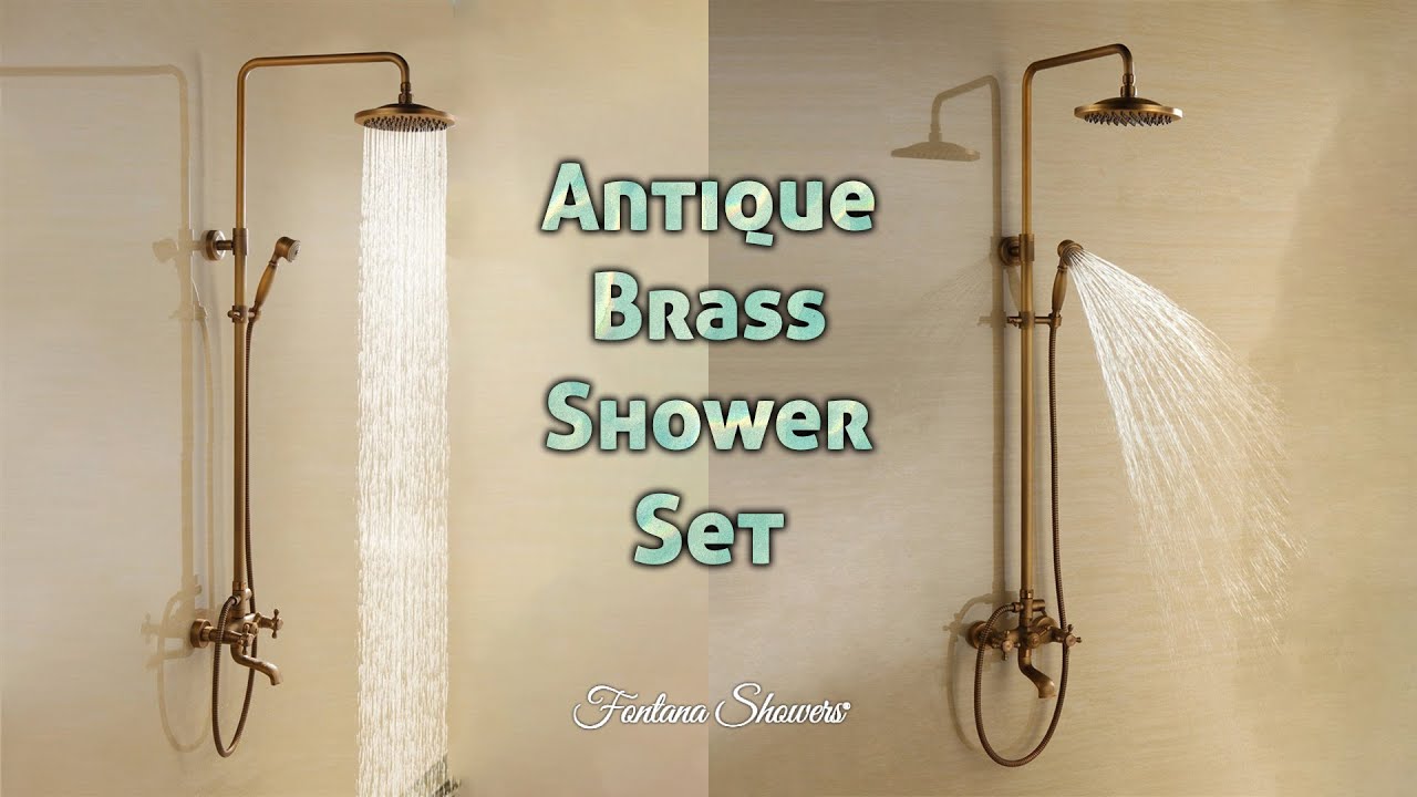 Aurélie Antique Brass Wall Mounted Shower Set - YouTube