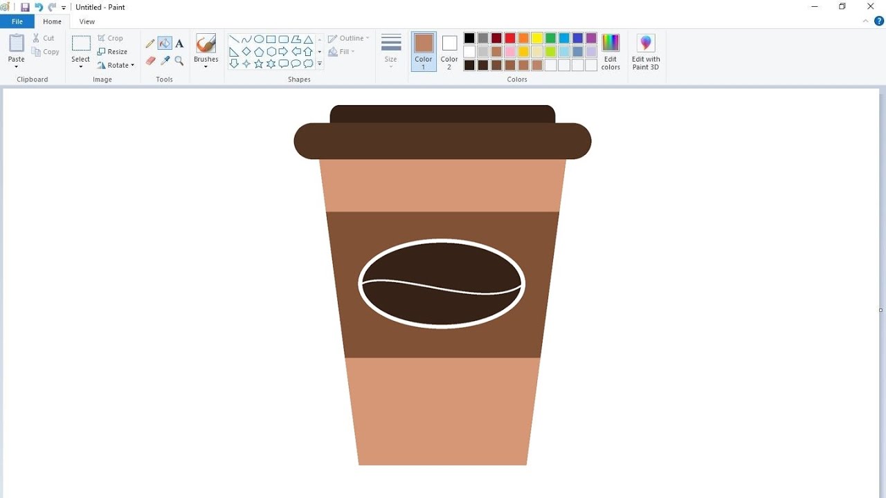 How to draw Coffee Cup using MS Paint | How to draw on your computer ...