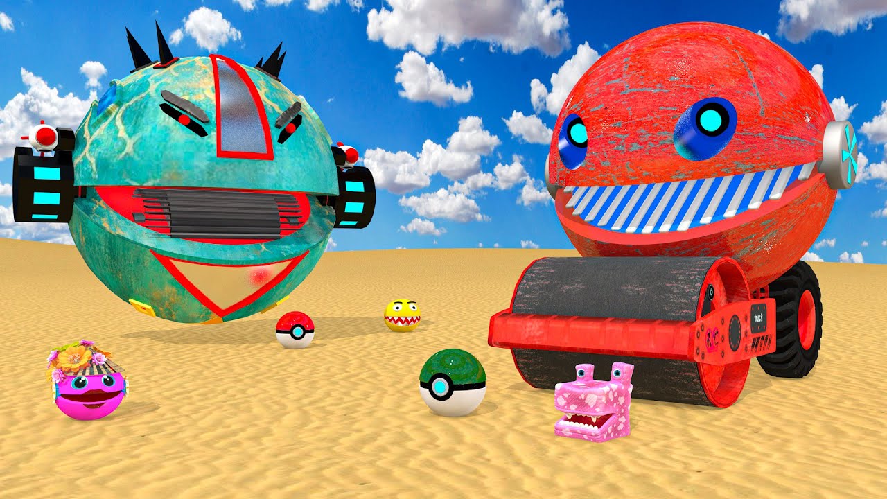 MS PACMAN & NEW RED PACMAN VS TWO YELLOW MONSTER PACMAN FIGHTING IN ...
