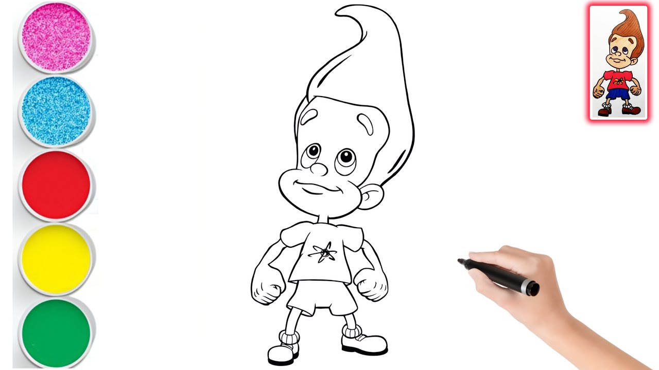 How to Draw Jimmy Neutron Genius Sketch Tutorial : Drawing, Painting ...