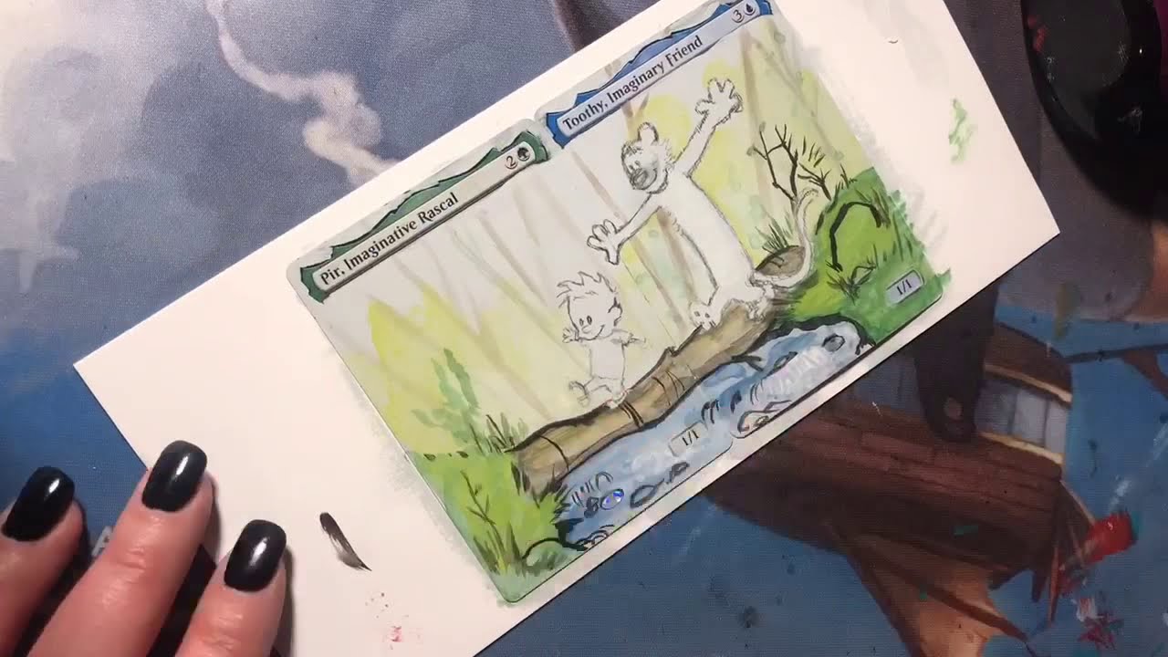 MTG Pir and Toothy Full Art Alter: Calvin and Hobbes. Time Lapse - YouTube