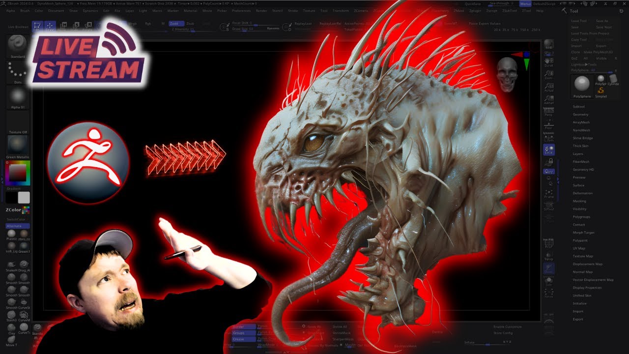 Faces of Fear: Creature Head Sculpting | # 12 (LIVE) 🎨👹 - YouTube