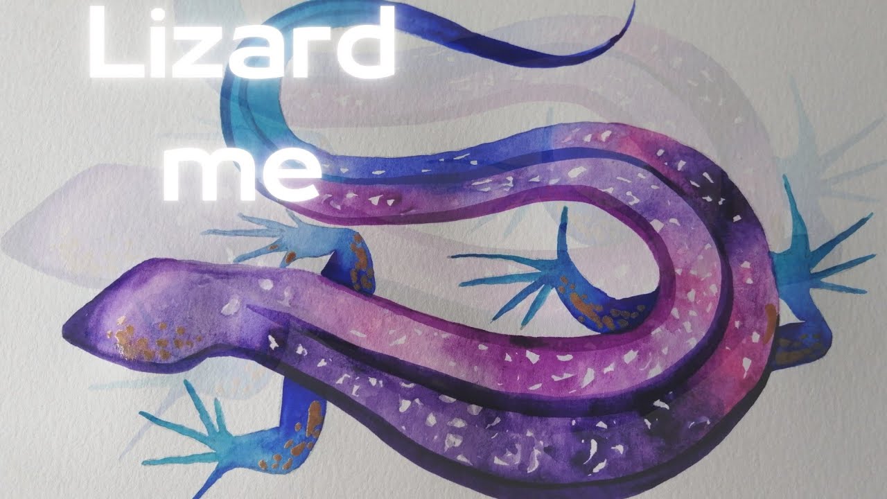 how to paint a lizard watercolors - YouTube
