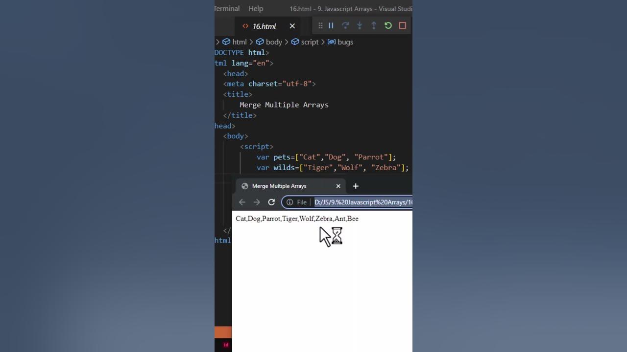Merge Multiple Arrays Shorts Javascript Tutorial Js Coding Programming Learning Youtube
