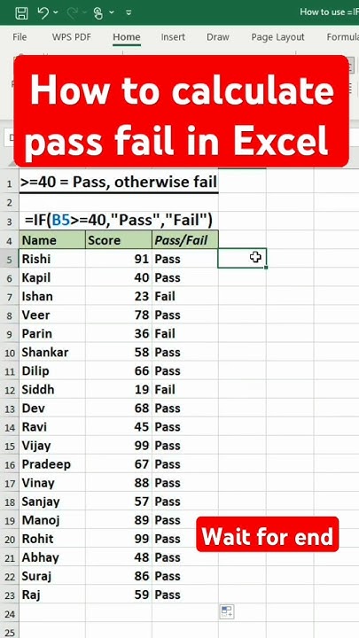 how to calculate pass fail in Ms Excel #shorts #trending # ...