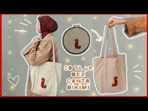 Nakışlı Bez Çanta Dikimi (Astarlı) // DIY Tote bag