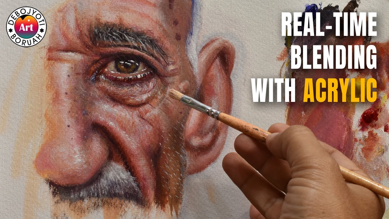 Acrylic Portrait Painting Tutorial for Beginners | Blending Realistic ...