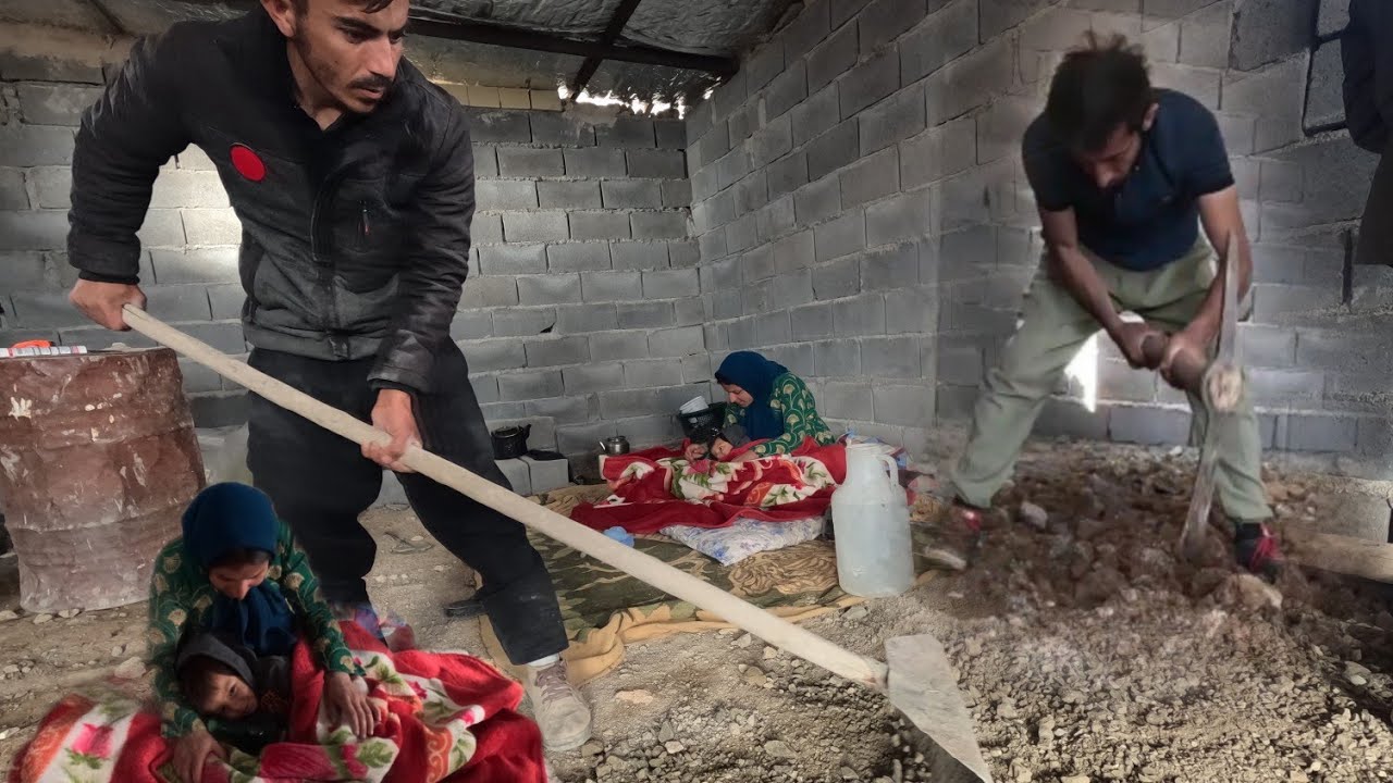 The process of smoothing the building floor with soil in nomadic ...